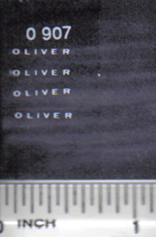 Decal Oliver White on Clear - DO907 - Midwest Decals & Farm Toys