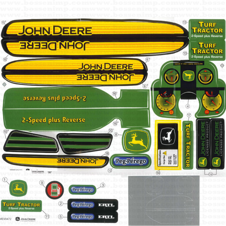 Decal John Deere Turf Tractor plastic Pedal Tractor - DPJ3428 - Midwest ...