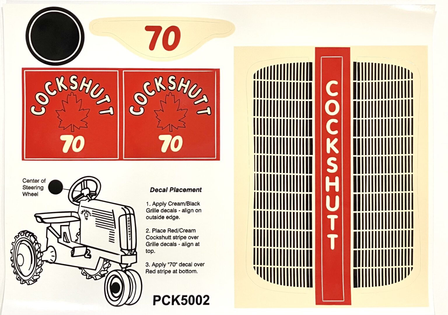 Decal Cockshut 70 Pedal Tractor - DPCK5002 - Midwest Decals & Farm Toys
