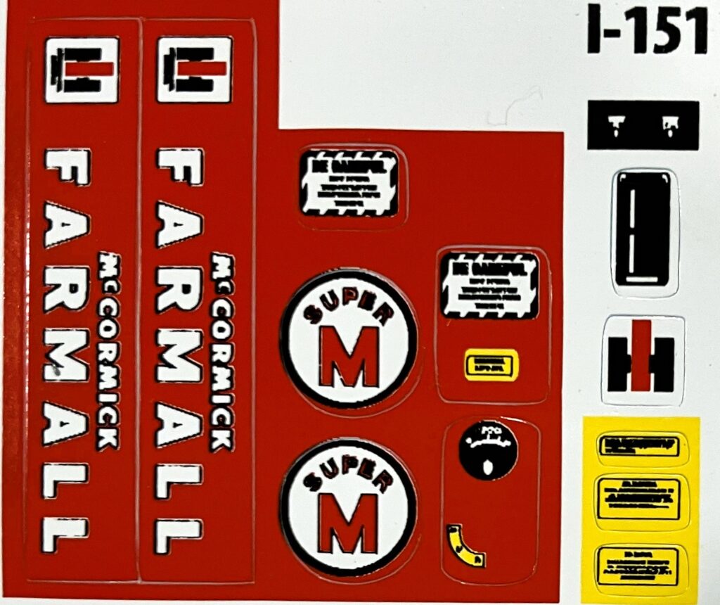 Decal 1/16 Farmall Super M Set (new casting) - DI151 - Midwest Decals ...