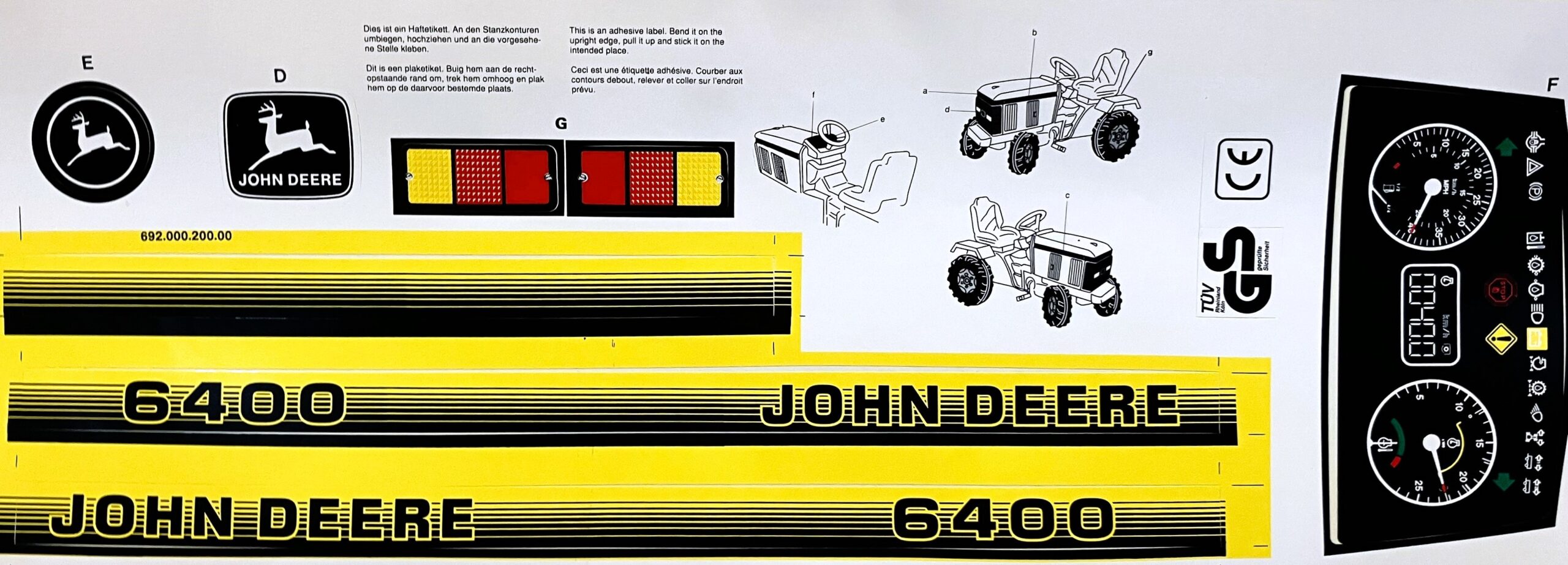 Decal John Deere 6400 plastic Pedal Tractor - DPJ3304 - Midwest Decals ...