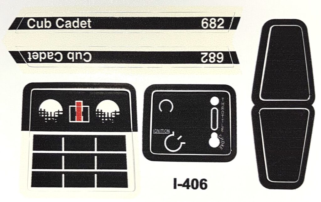 Decal 1/16 Cub Cadet 682 set - DI406 - Midwest Decals & Farm Toys
