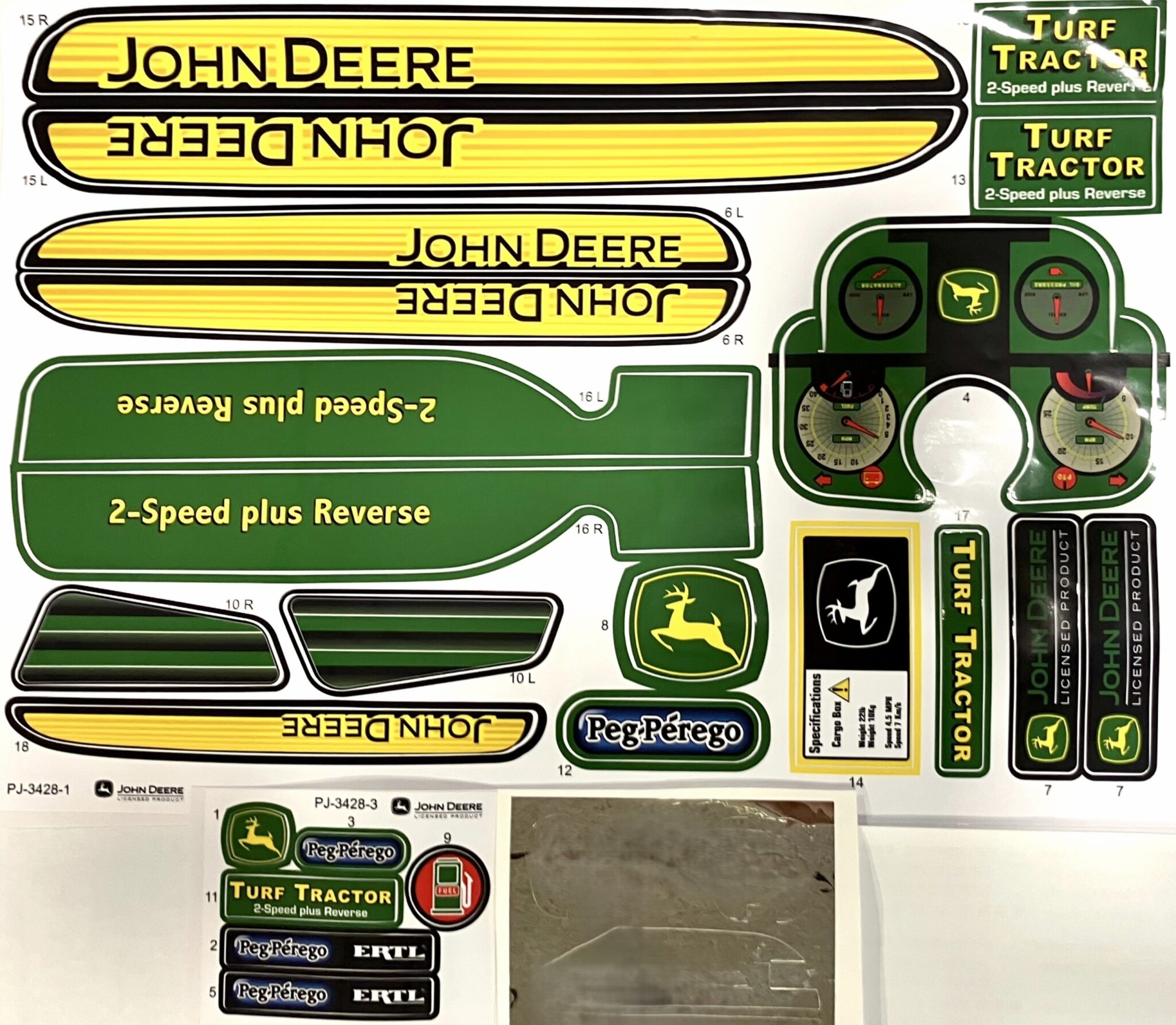 Decal John Deere Turf Tractor plastic Pedal Tractor - DPJ3428 - Midwest ...