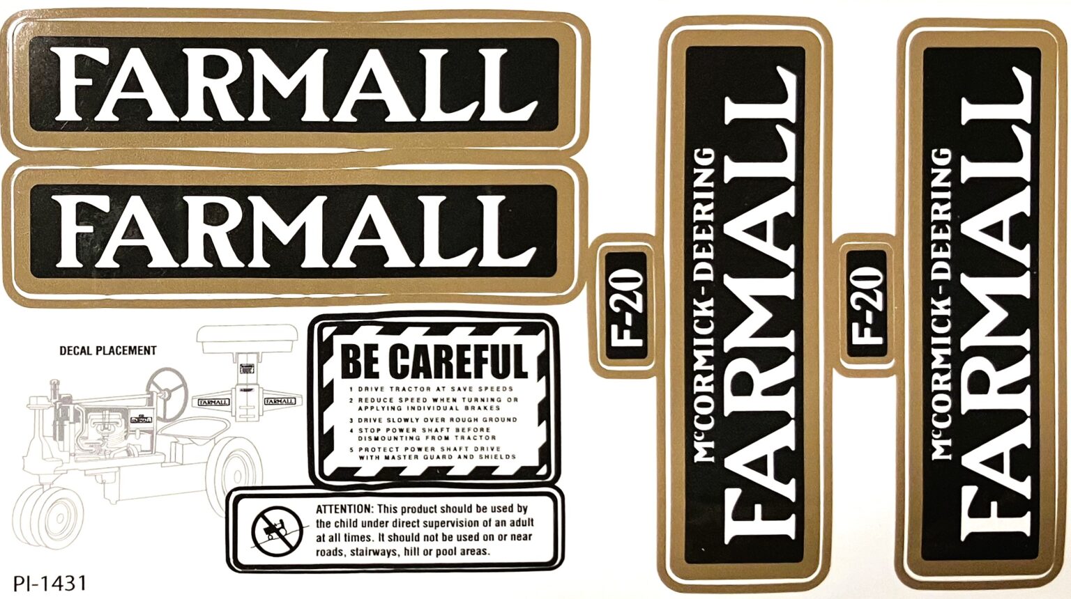 Decal Farmall F-20 Pedal Tractor set - DPI1431 - Midwest Decals & Farm Toys