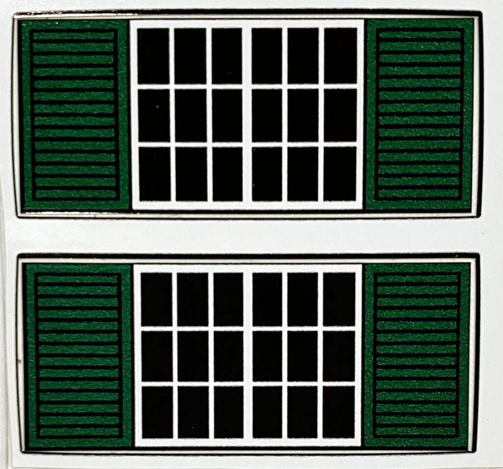 Decal 1/64 Window with Shutters Green - DX4706 - Midwest Decals & Farm Toys