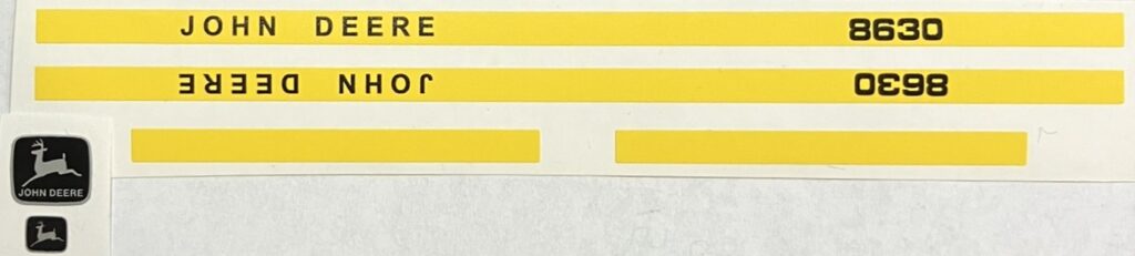 Decal 1/16 John Deere 8630 Hood Stripe -DJ303 - Midwest Decals & Farm Toys