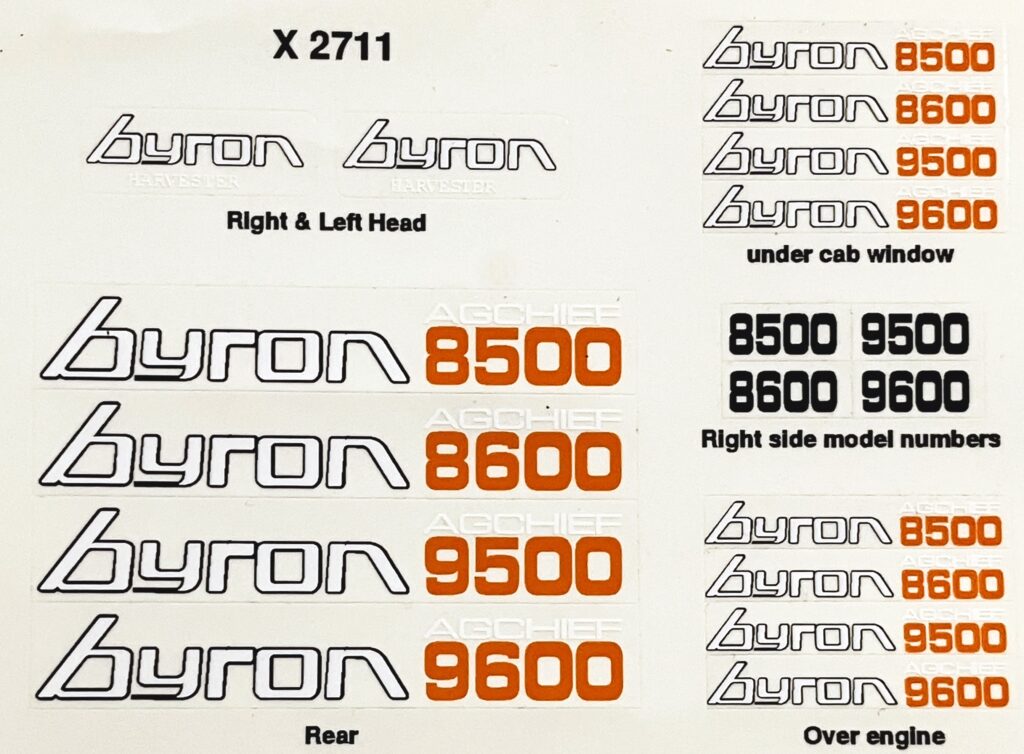 Decal 1/20 Byron 8500/8600/9500/9600 Green Bean Picker - DX2711 ...