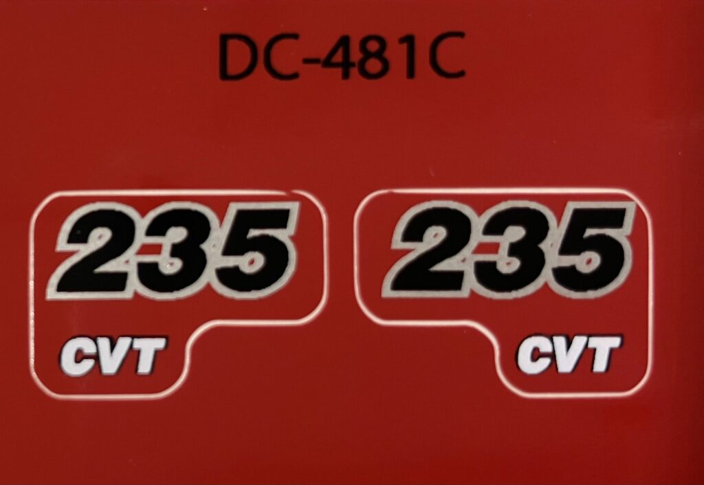 Decal 1/16 Case IH Magnum 235 CVT Model Numbers - DC481C - Midwest ...
