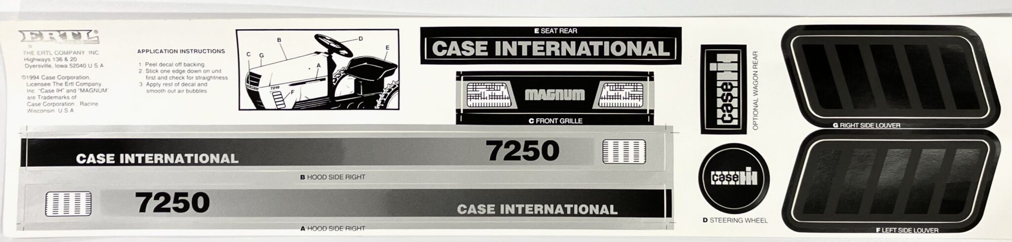 Decal Case IH 7250 Early Pedal DPC1715 - Midwest Decals & Farm Toys