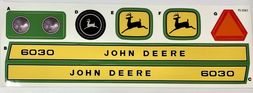 Decal John Deere 6030 Pedal Tractor - DPJ2561 - Midwest Decals & Farm Toys