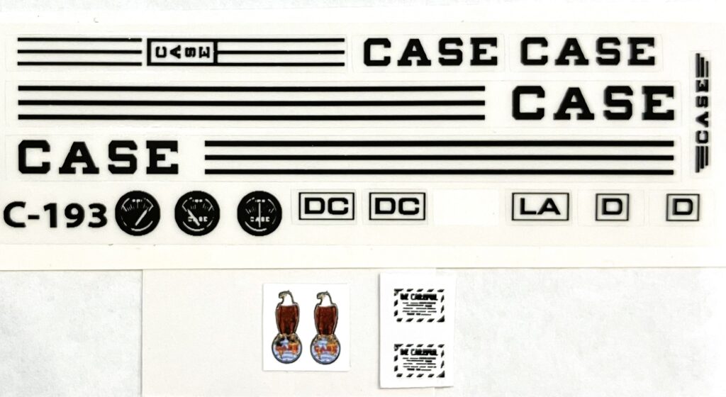 Decal 1/16 Case D or DC Set - DC191 - Midwest Decals & Farm Toys