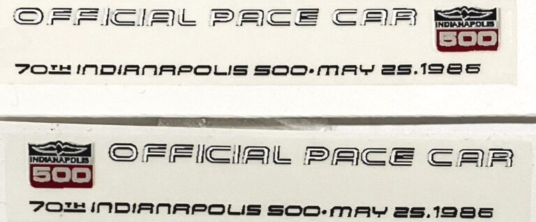 Decal 1/18 Indy 500 Official Pace Car - 1986 DX899 - Midwest Decals ...