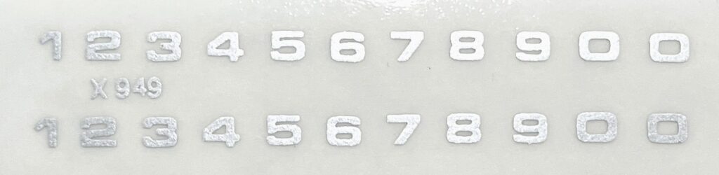 Decal Number Set - Silver 1/4 x 7/32 - DX949L - Midwest Decals & Farm Toys