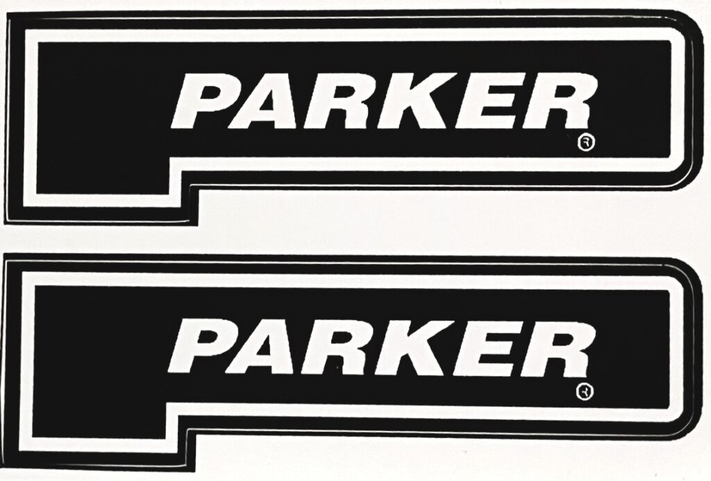 Decal 1/16 Parker Logo - 2 3/8" DX60A - Midwest Decals & Farm Toys
