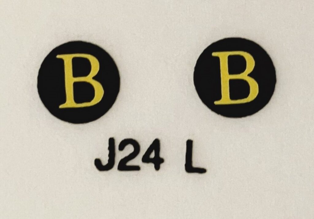 Decal 1/08 John Deere B Model Numbers - DJ24L - Midwest Decals & Farm Toys