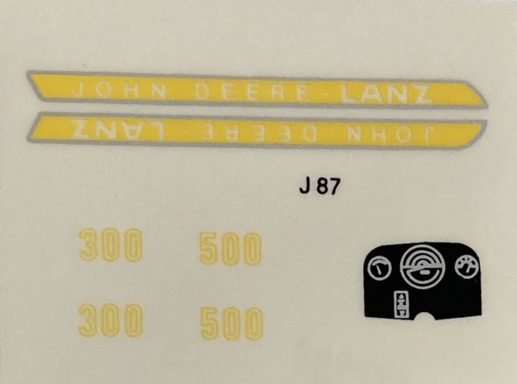 Decal 1/16 John Deere 300/500 Lanz Set - DJ87 - Midwest Decals & Farm Toys