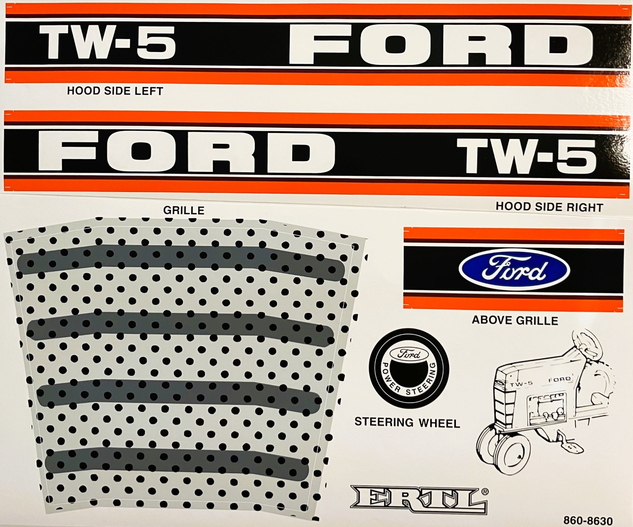 Decal Ford TW-5 Pedal red & blue Pedal Tractor - DPF1211 - Midwest ...