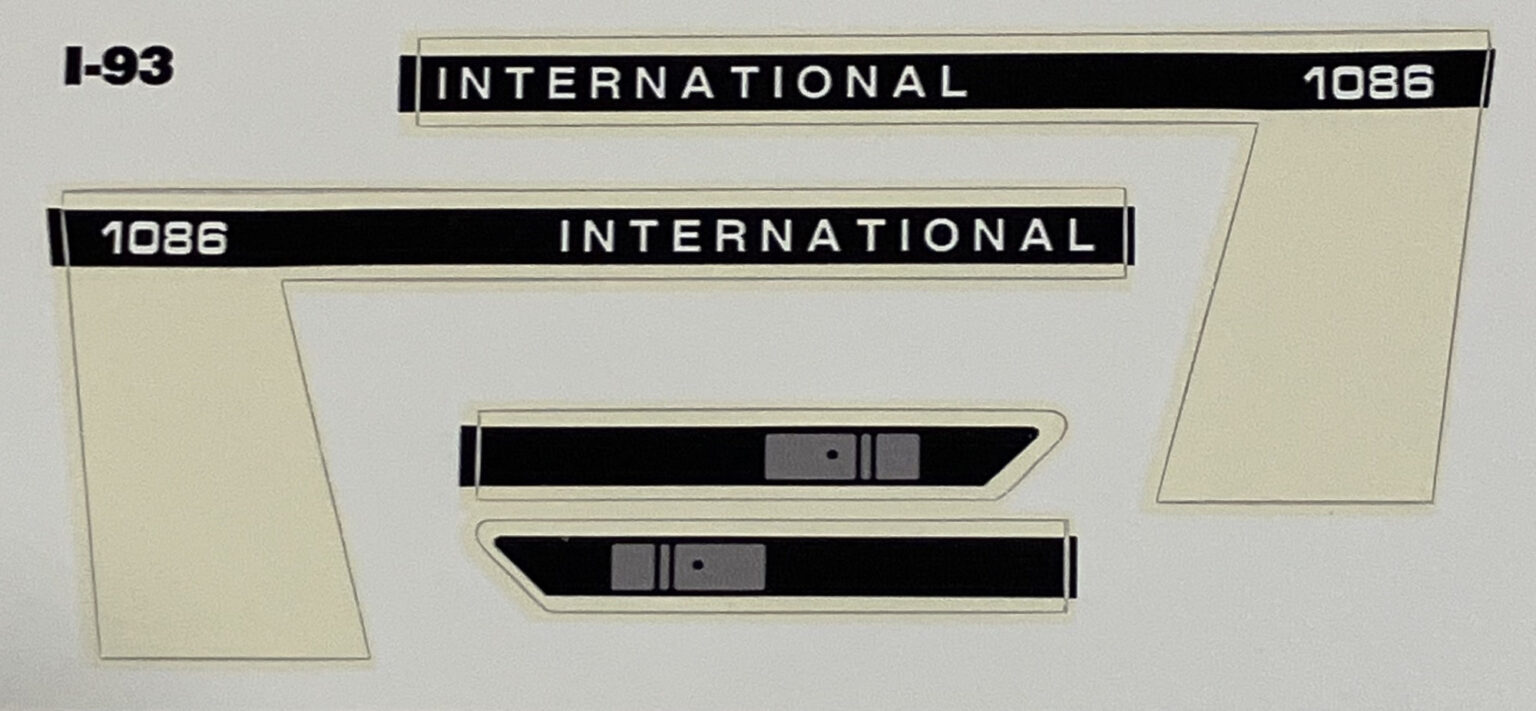 Decal 1/16 IH 1086 Side Panels - DI93 - Midwest Decals & Farm Toys