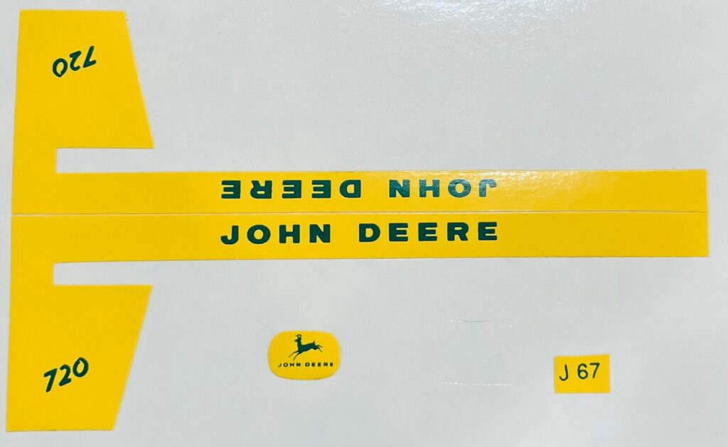 Decal 1/16 John Deere 720 Hood Pannel - DJ67 - Midwest Decals & Farm Toys