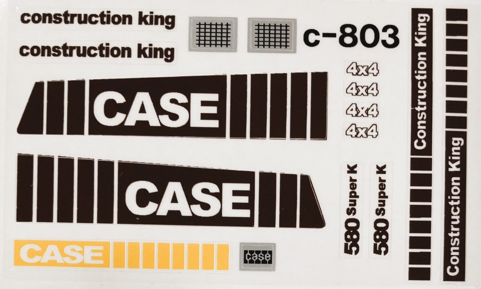 Decal 1/16 Case 580-K Set - DC803 - Midwest Decals & Farm Toys