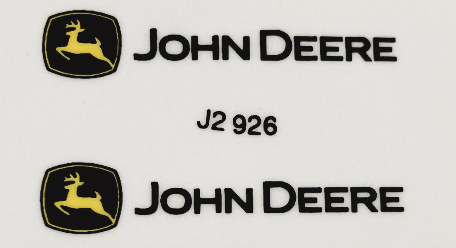 Decal John Deere Logo - Yellow Deer, Black Background and Name 1 3/4 ...