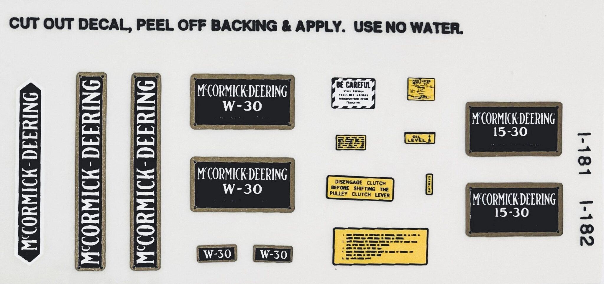 Decal 1/16 McCormick Deering W-30 Set - DI181 - Midwest Decals & Farm Toys