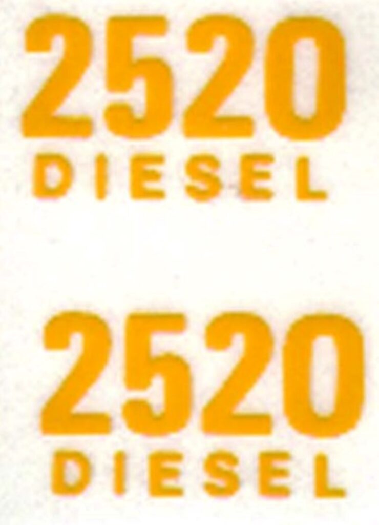 Decal 1/16 John Deere 2520 Diesel Model Numbers - DJ92 - Midwest Decals ...