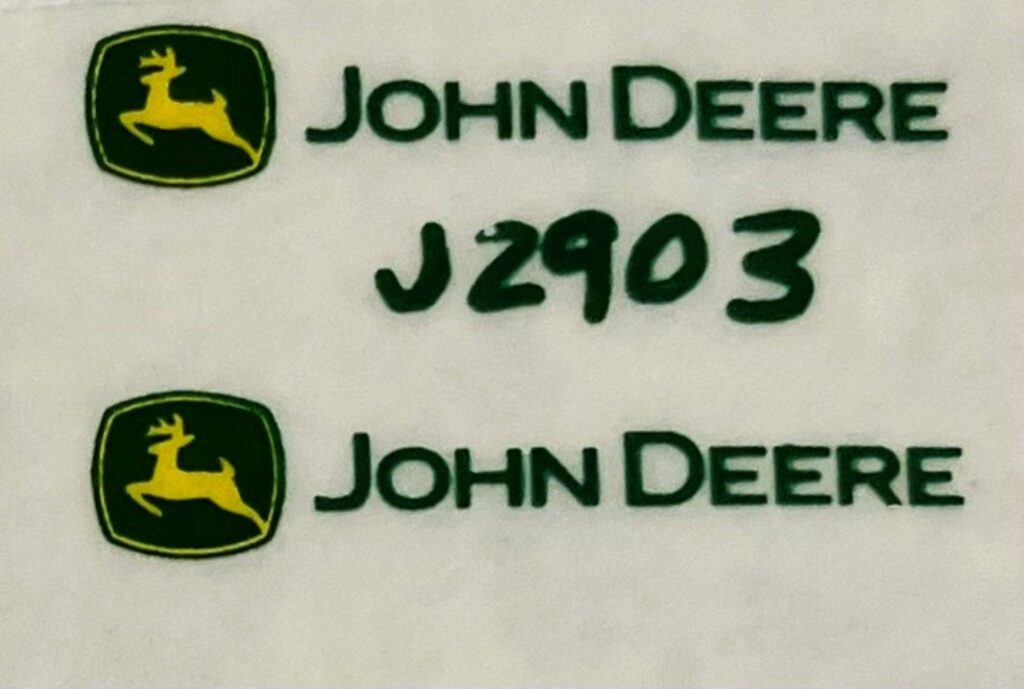 Decal John Deere Logo - Yellow Deer, Green Background and Name 7/8 inch ...