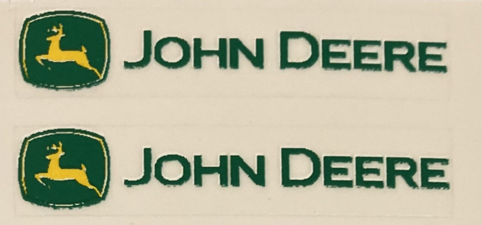 Decal John Deere Logo - Yellow Deer, Green Background and Name 1 1/2 ...