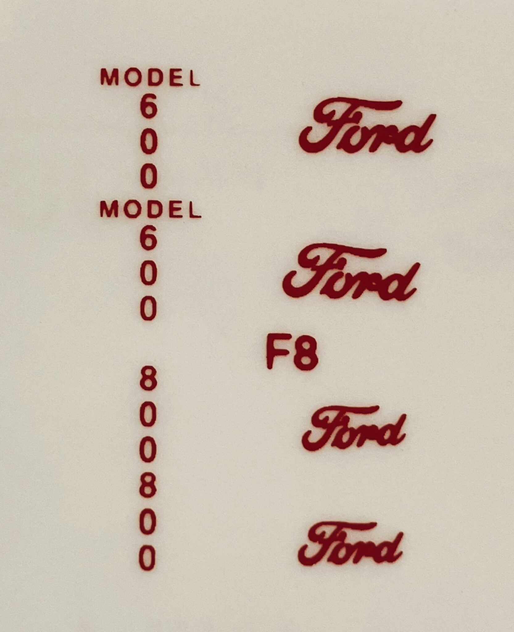 Decal 1/16 Ford 600 or 800 set (red print) - DF8 - Midwest Decals ...