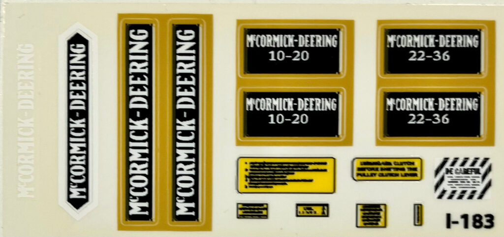 Decal 1/16 McCormick Deering 10-20 or 22-36 Set -DI183 - Midwest Decals ...