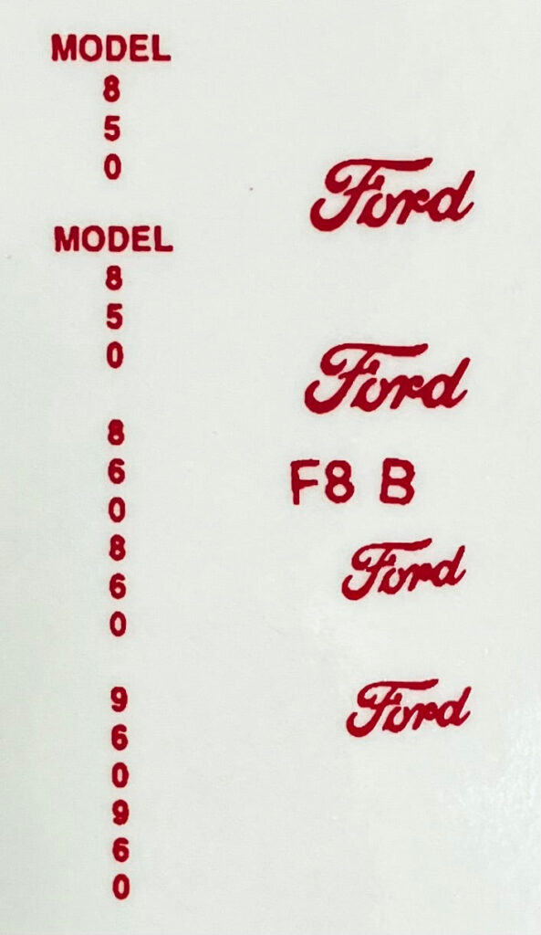 Decal 1/16 Ford 850, 860, 960 set (red print) - DF8B - Midwest Decals ...