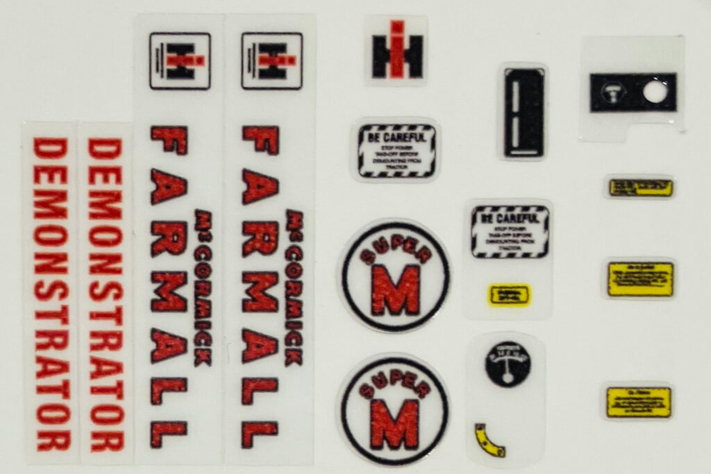Decal 1/16 Farmall Super M Demostrator Set (red print) - DI244 ...