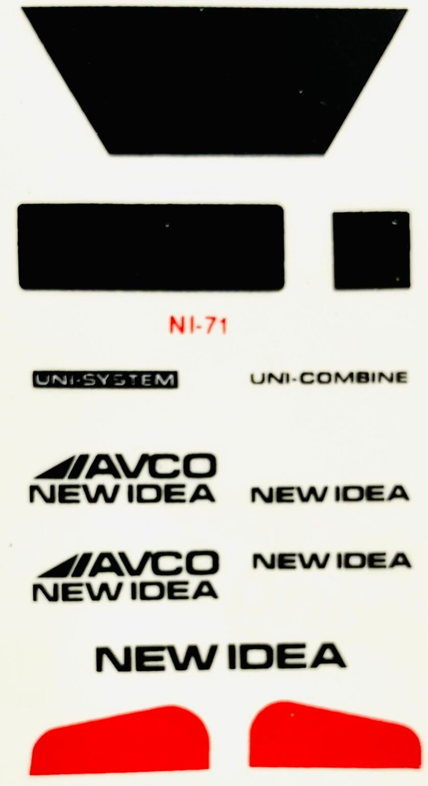 Decal 1/16 New Idea Avco Uni-System Set -DNI71 - Midwest Decals & Farm Toys