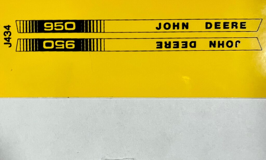 Decal 1/16 John Deere 950 Compact Utility Hood Stripe - DJ434 - Midwest ...