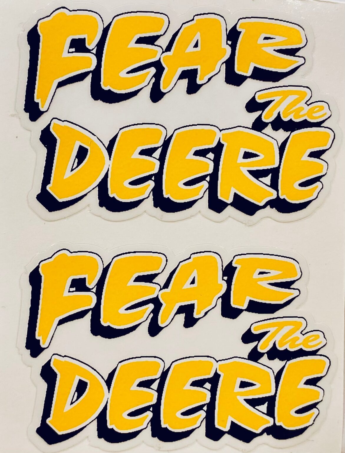 Decal 1/16 Fear the Deere yellow pair - DX636 - Midwest Decals & Farm Toys
