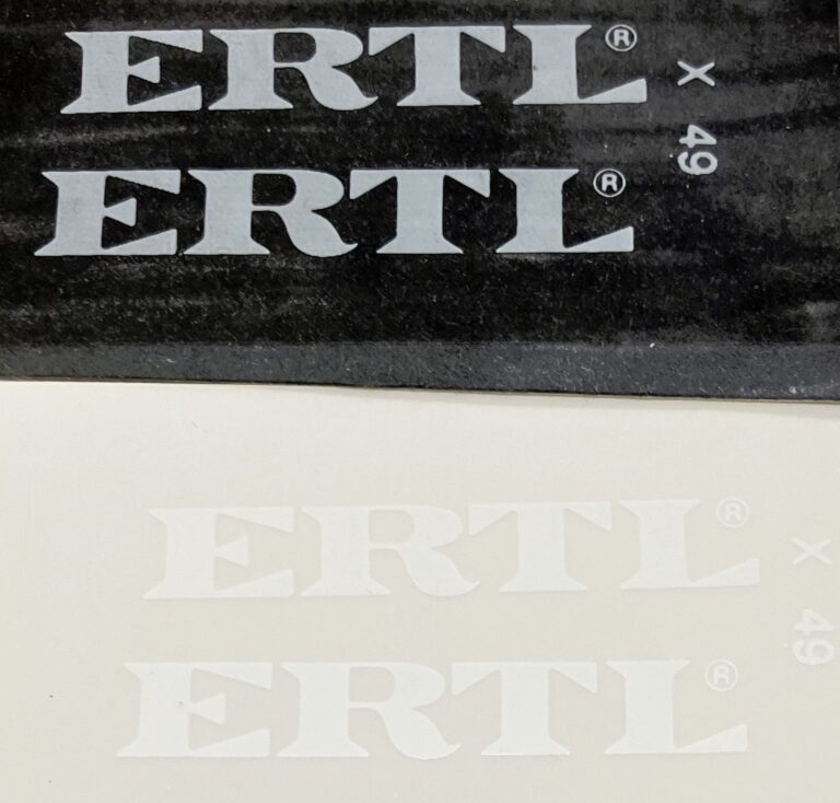Decal 1/16 Ertl - White - Logo - 1 1/2" DX49 - Midwest Decals & Farm Toys