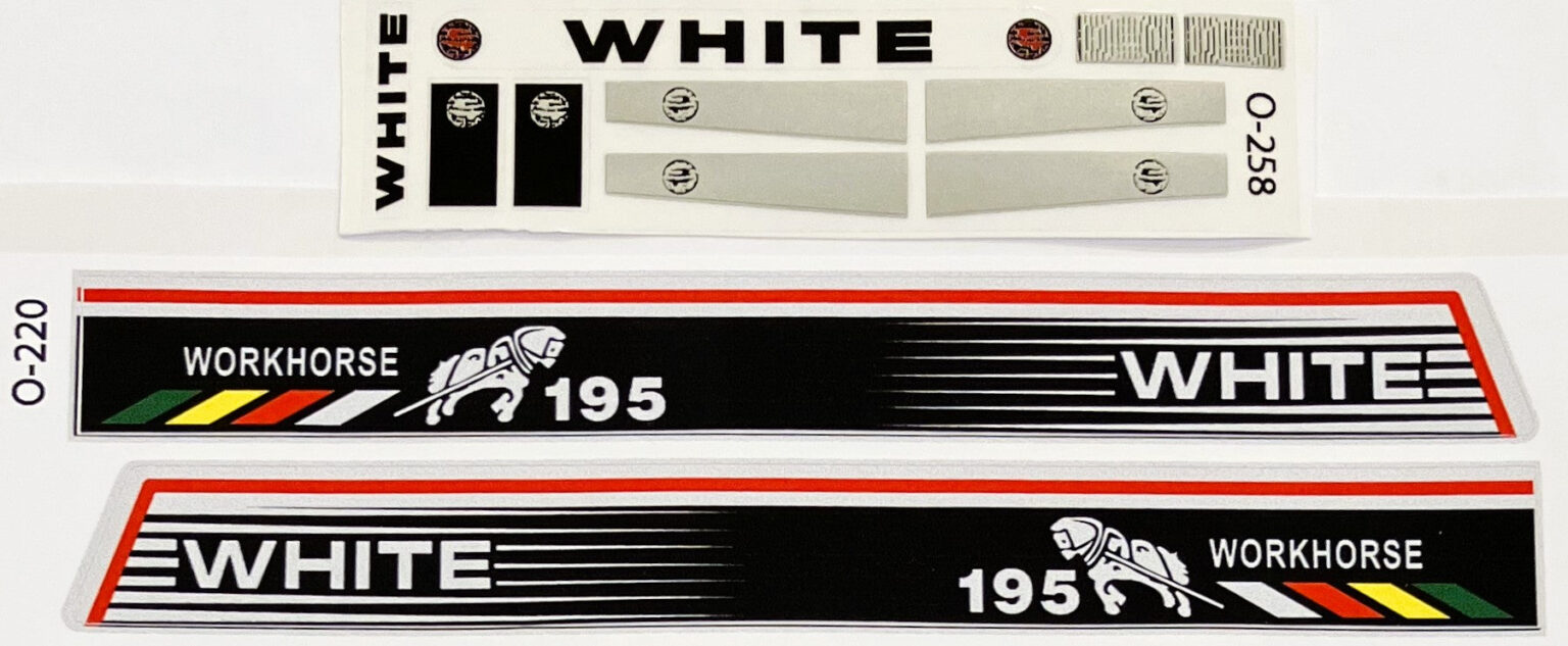 Decal 1/16 White Workhorse 195 Set DO220 - Midwest Decals & Farm Toys