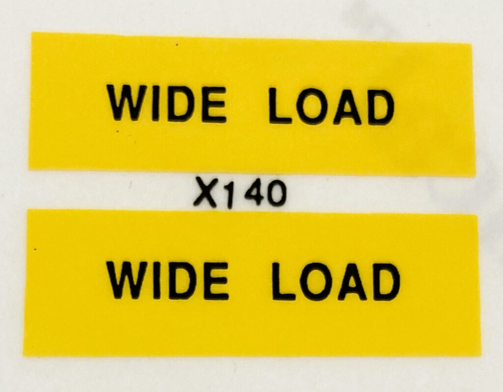 Decal Wide Load - Black on Yellow small - 1 1/2" DX140 - Midwest Decals ...
