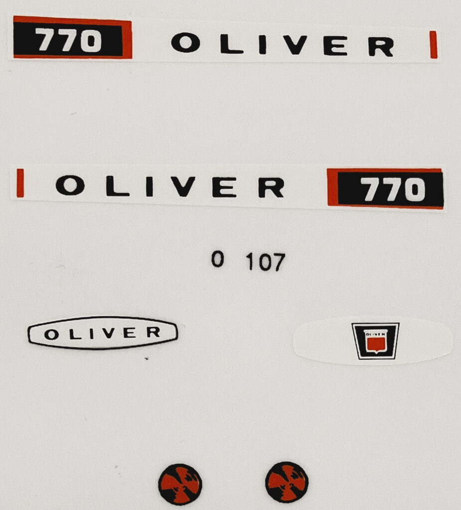 Decal 1/16 Oliver 770 Late Set DO107 - Midwest Decals & Farm Toys