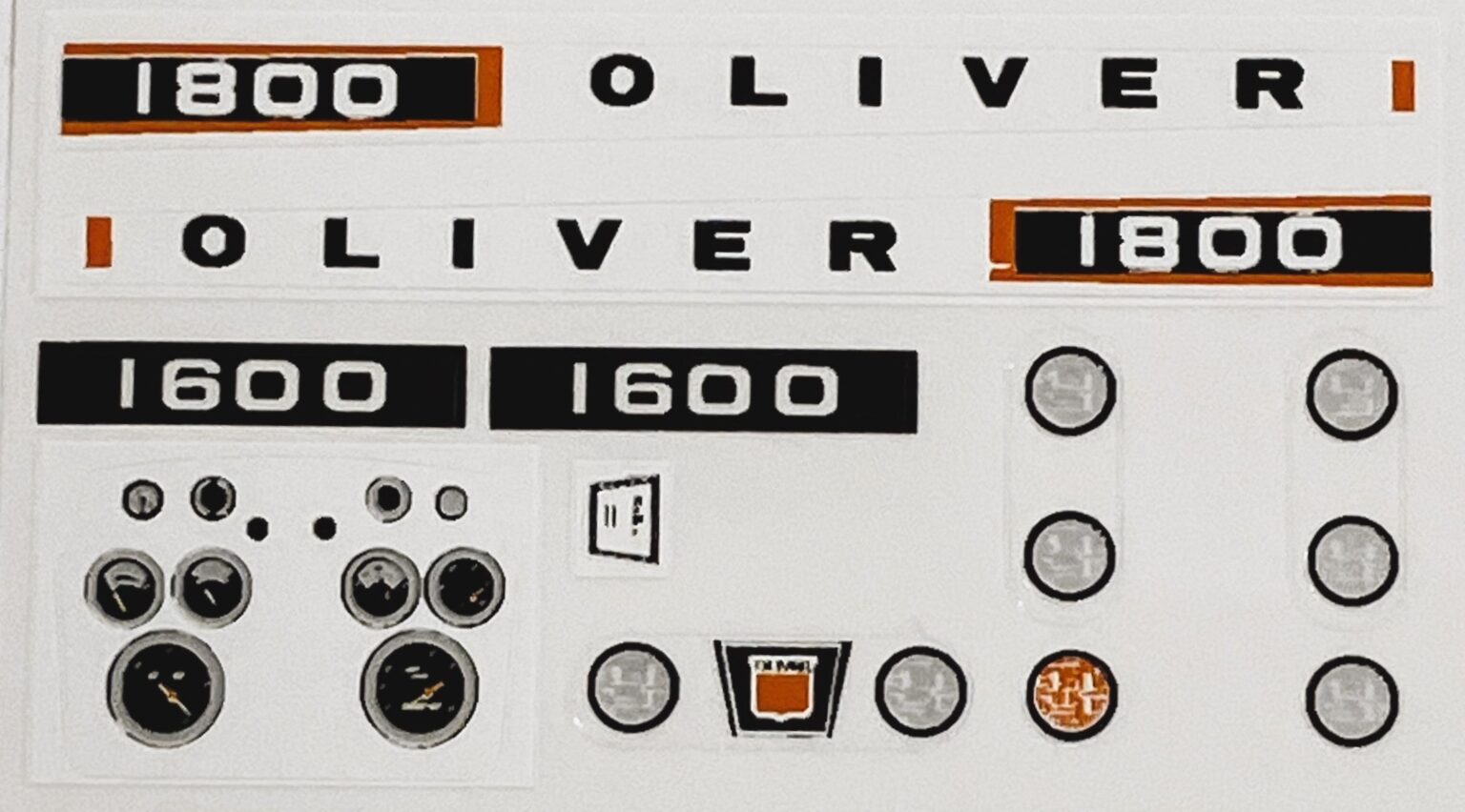 Decal 1/16 Oliver 1600 or 1800 Set with Dash & Lights - DO26 - Midwest ...