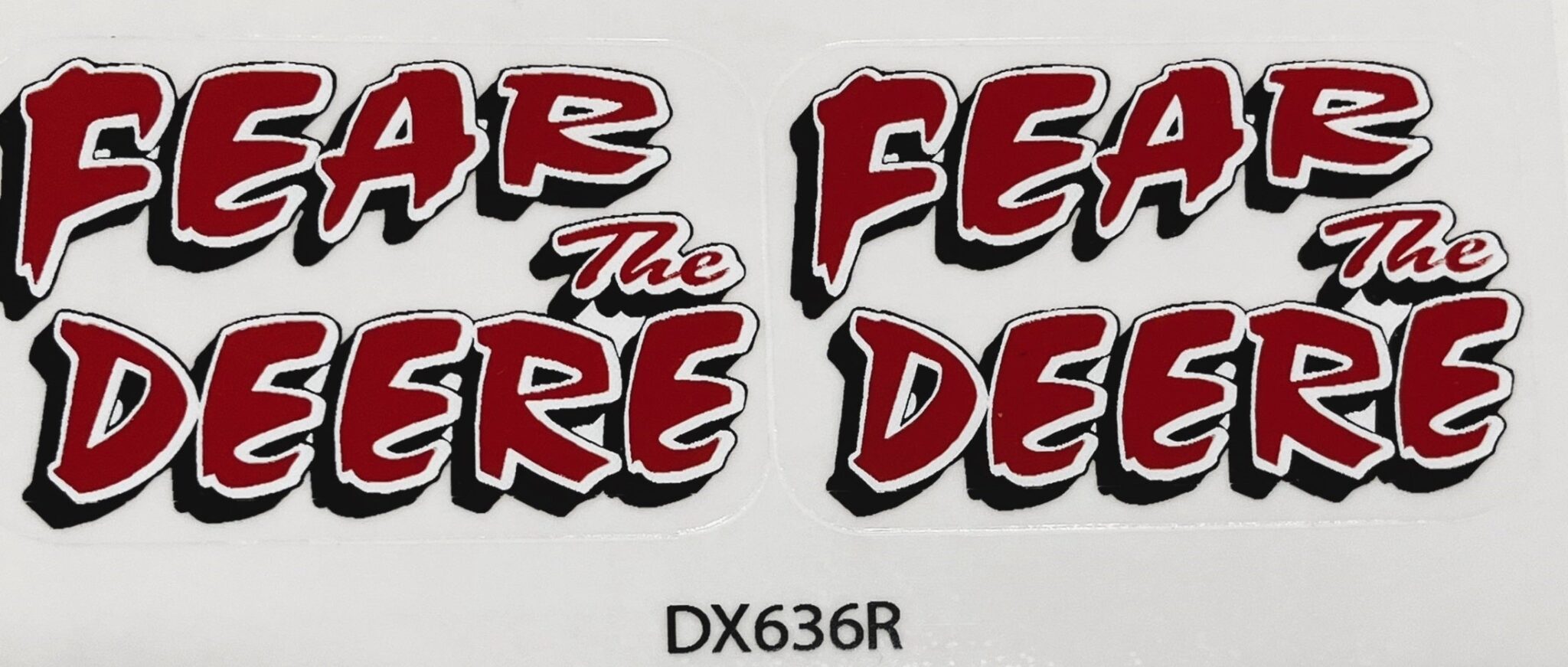 Decal 1/16 Fear the Deere red - DX636R - Midwest Decals & Farm Toys