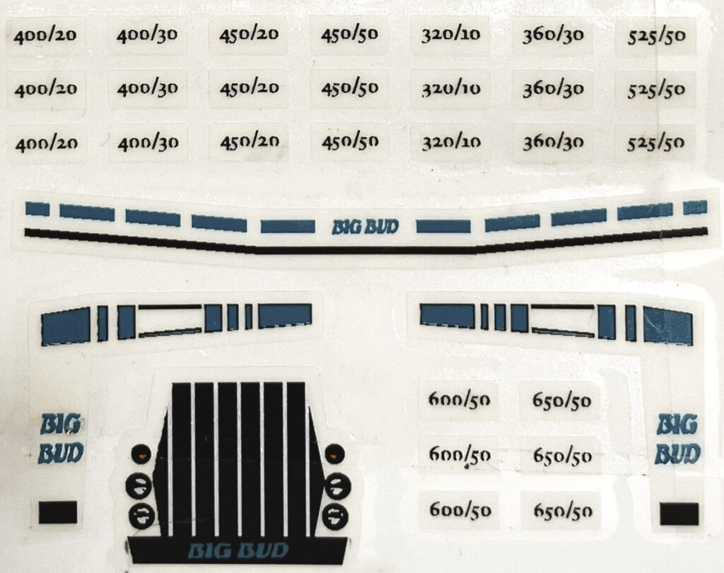 Decal 1/64 Big Bud 400/20 - 525/50 Set (Bafus Blue) - DBB519 - Midwest ...