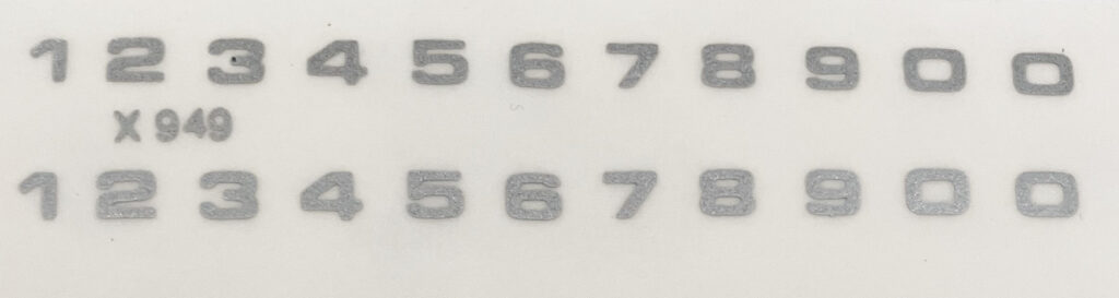 Decal Number Set - Silver 3/32 x 1/8 - DX949 - Midwest Decals & Farm Toys