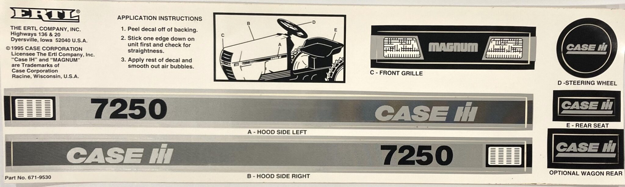 Decal Case IH 7250 Late Pedal DPC1725 - Midwest Decals & Farm Toys