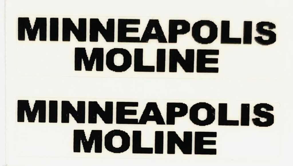 Decal MM Minneapolis Moline Model Logo (2) - 1 1/4" DMM507 - Midwest ...