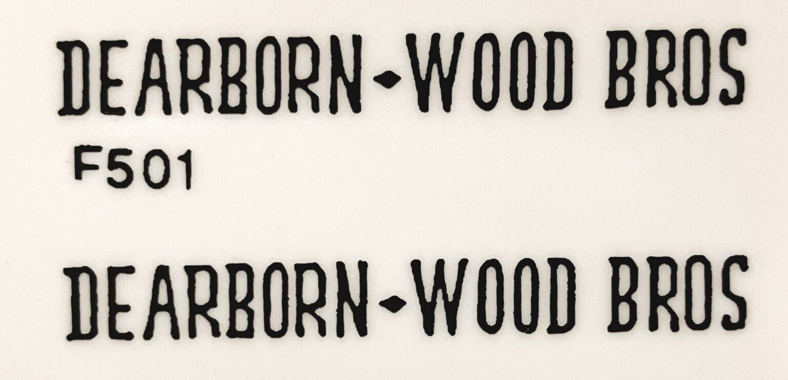 Decal 1/16 Dearborn-Wood Bros (black) -DF501 - Midwest Decals & Farm Toys