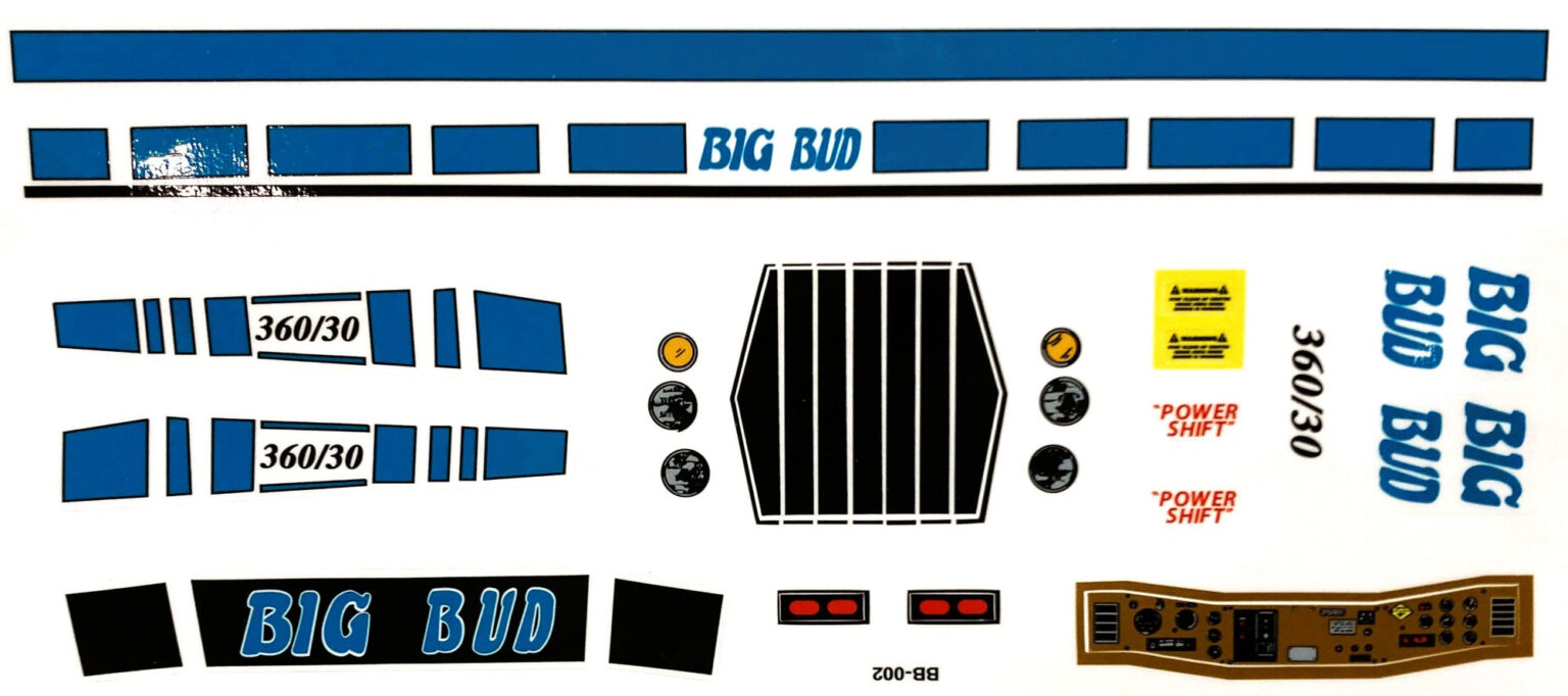 Decal 1/16 Big Bud 360/30 Blue (Fast) - DBB002 - Midwest Decals & Farm Toys