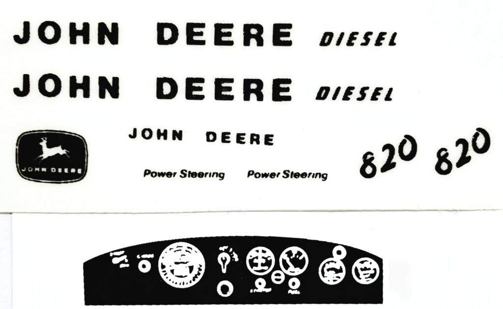 Decal 1/16 John Deere 820 Industrial Set DJ852 - Midwest Decals & Farm Toys