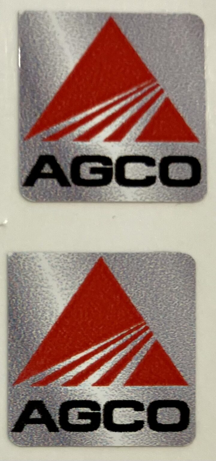 Decal Agco Logo 1/2" on silver DO978 - Midwest Decals & Farm Toys